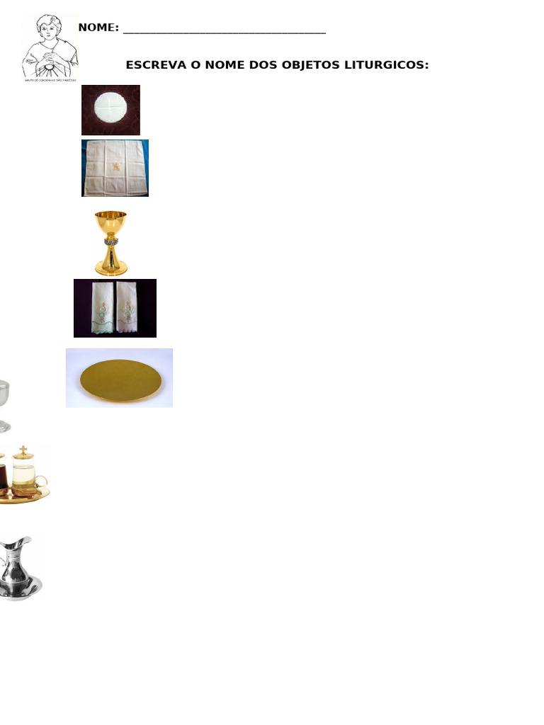 Atividade Dos Objetos Liturgicos | PDF