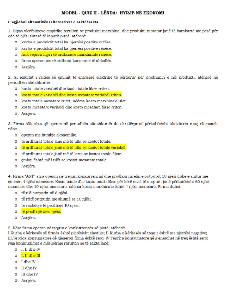 Model - Quiz II - 2025 | PDF