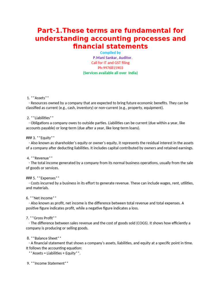 Basic Accounting Terms | PDF | Debits And Credits | Expense