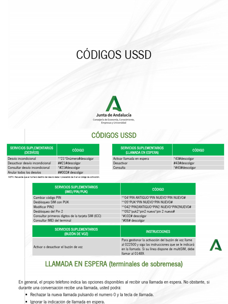 Codigos USSD Telefonia Movil | PDF | Tecnología de información y comunicaciones | Telefonía