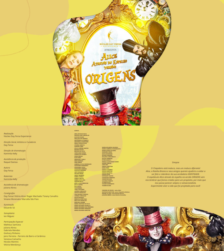 Programa Espetáculo Alice Através Do Espelho - Versão Origens | PDF