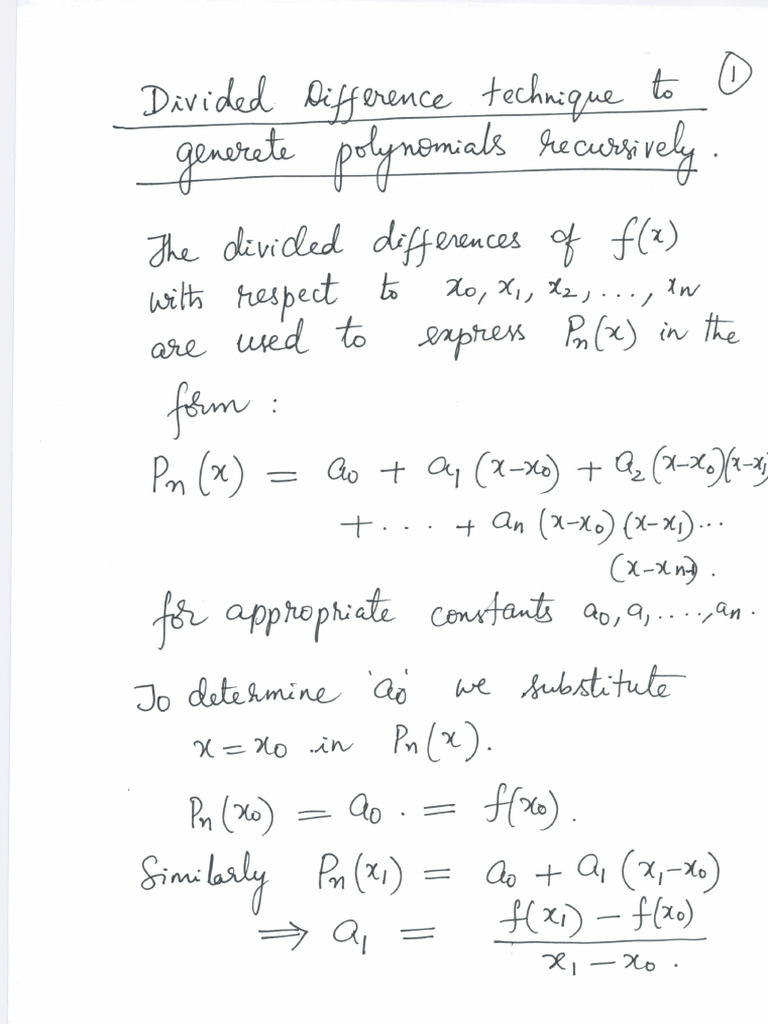 MTL107 Newtons Divided Differences | PDF