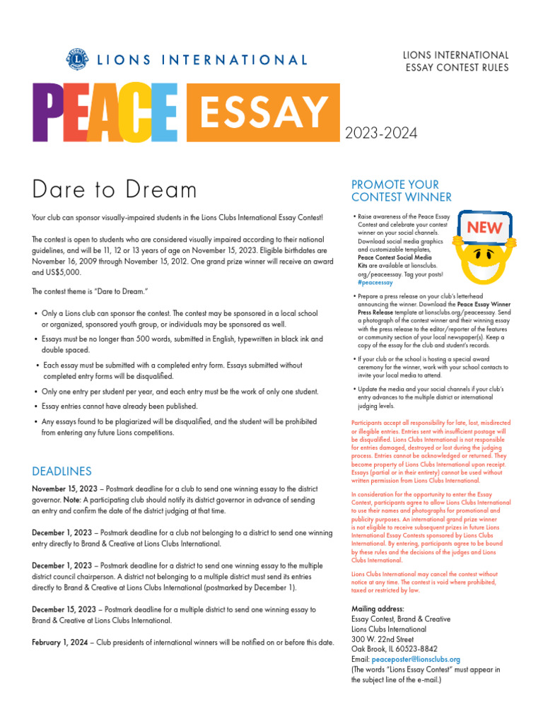 Promote Your Lions Essay Contest Winner | PDF | Written Communication