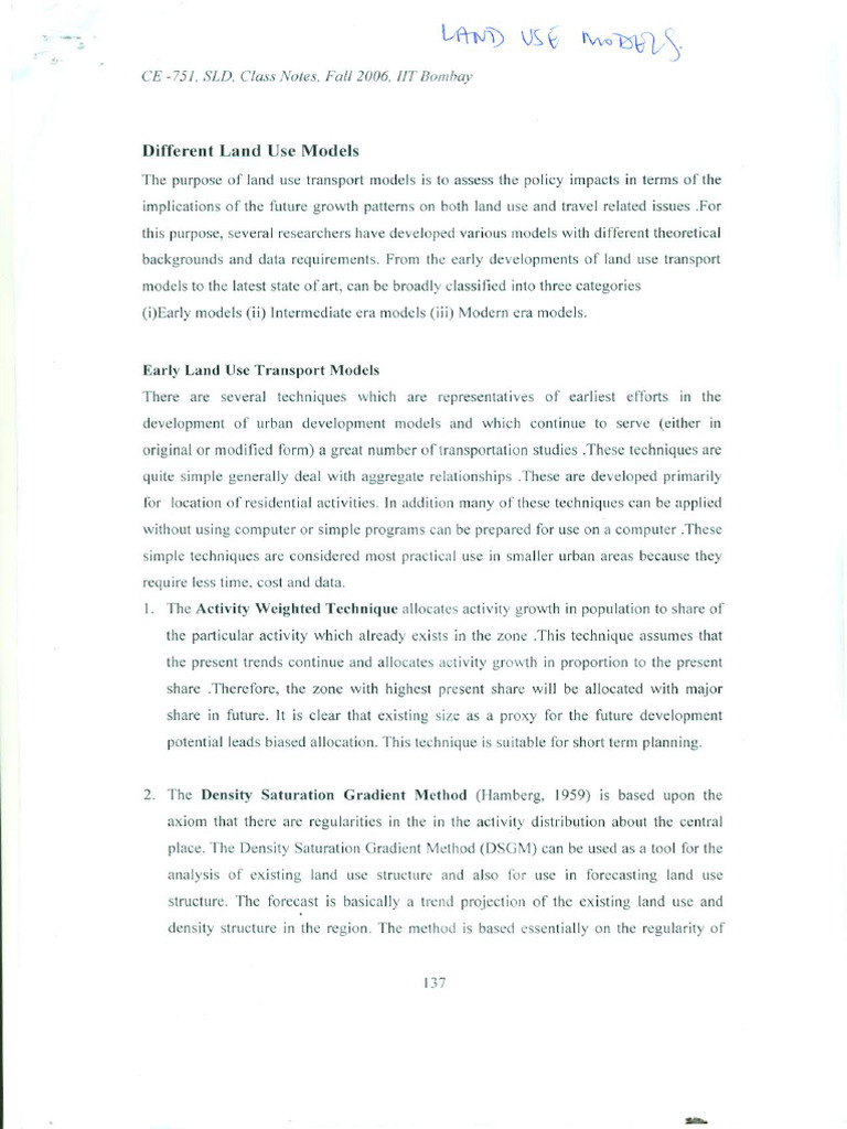 Ece 2521-Land Use Models | PDF