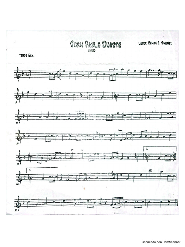 Himno a Juan Pablo Duarte. Sax. tenor 1 | PDF
