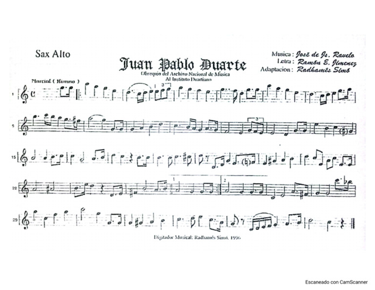 Himno A Juan Pablo Duarte. Sax. Alto 1 | PDF