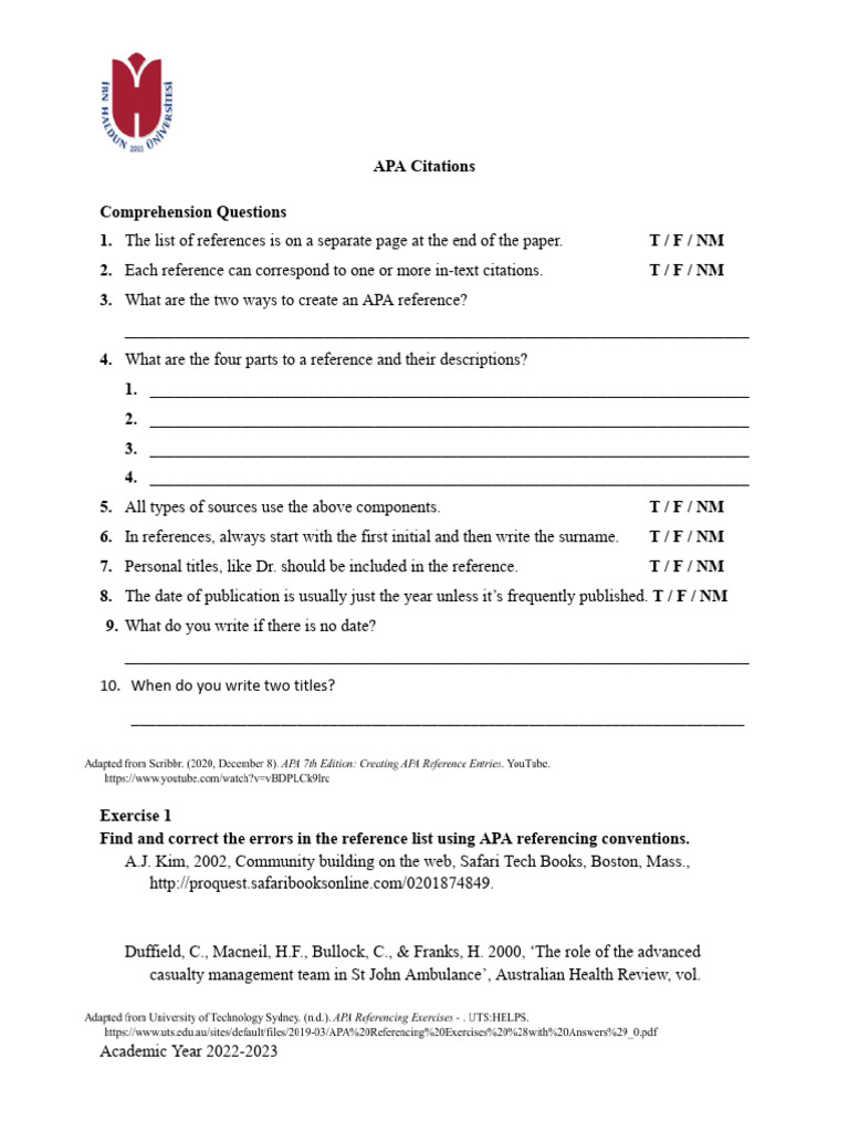 APA Citations Student | PDF | Apa Style | Citation