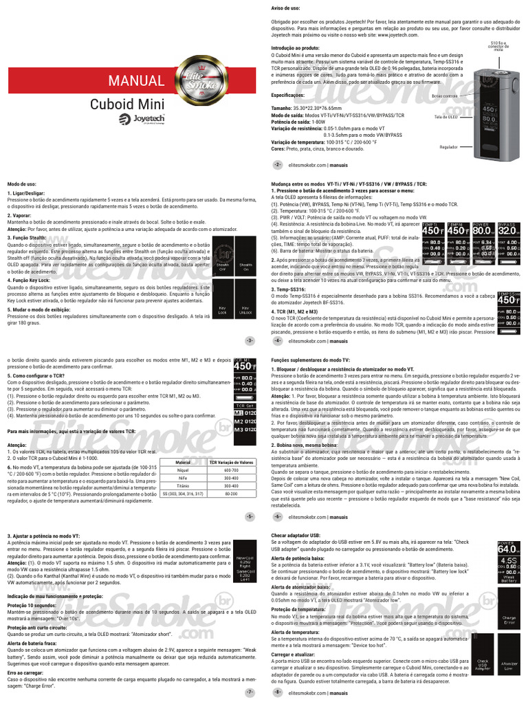 cuboid_manual | PDF | USB | Rede elétrica