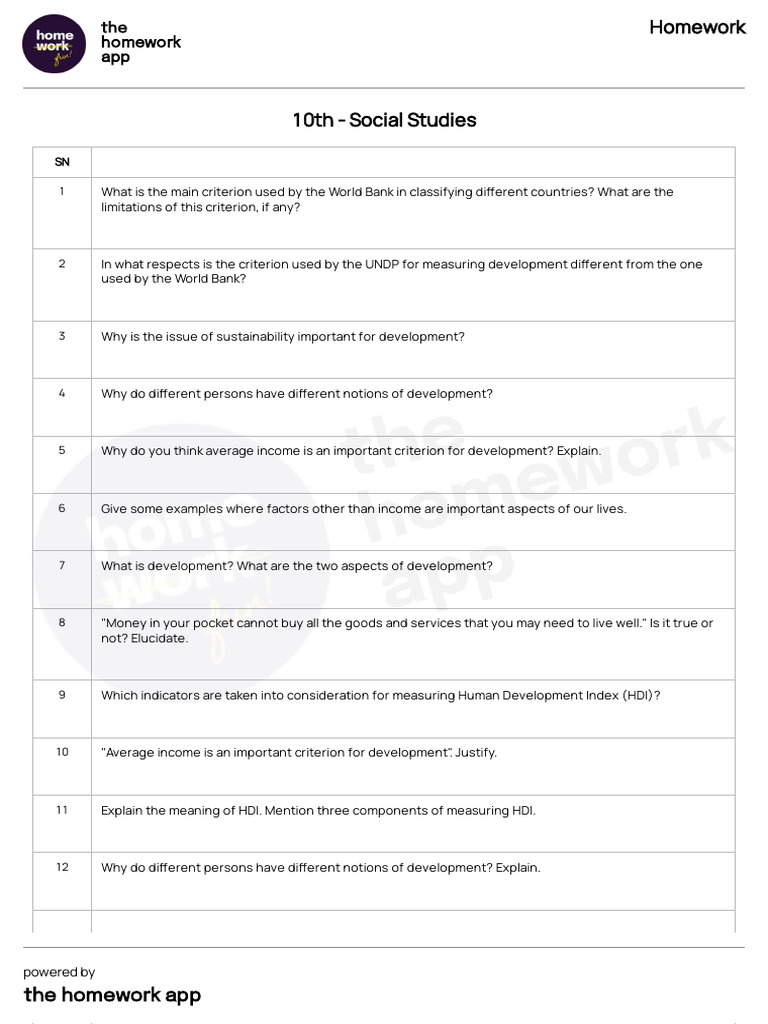 Questions - Homework - 10th - Social Studies - 2025-01-02T18 - 47 | PDF