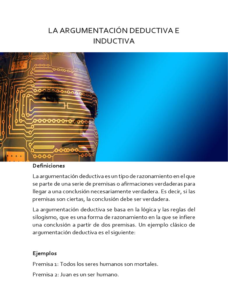 La Argumentación Deductiva e Inductiva | PDF | Razonamiento deductivo | Razonamiento inductivo