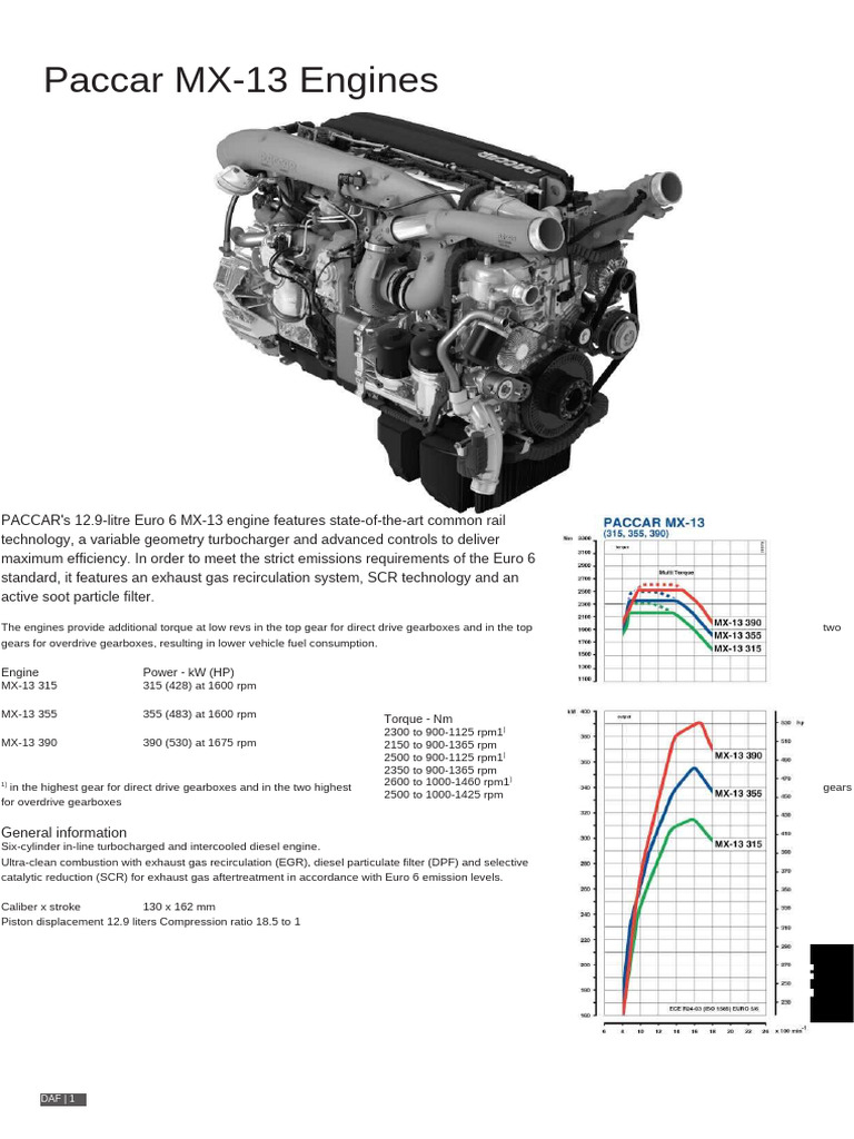 Paccar MX-13 Engine Overview and Specs | PDF | Engines | Diesel Engine