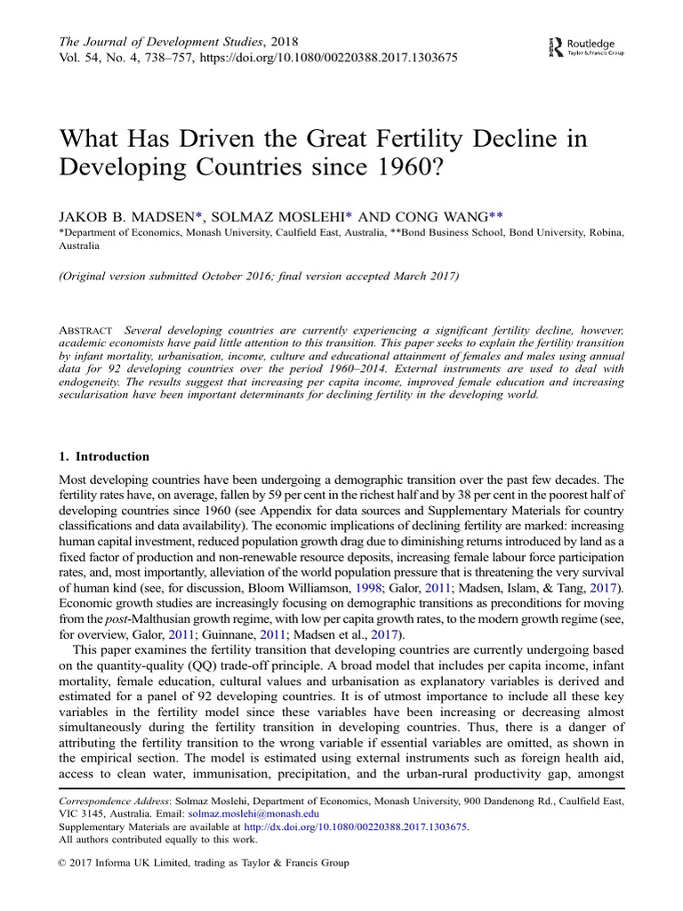 Fertility Decline in Developing Countries | PDF | Developing Country ...