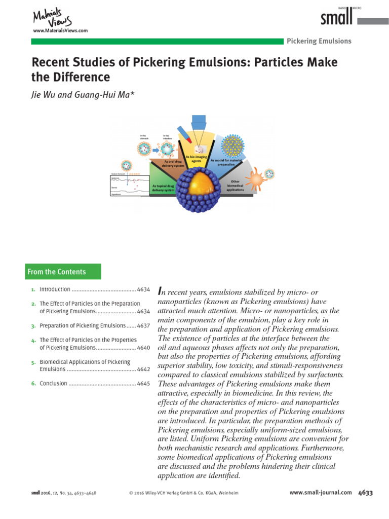 Advances in Pickering Emulsions | PDF | Emulsion | Soft Matter