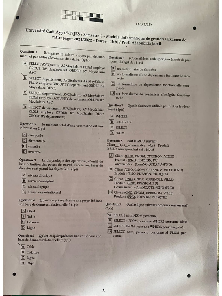 Exm Info Et Gestion 2022 Ordinaire | PDF