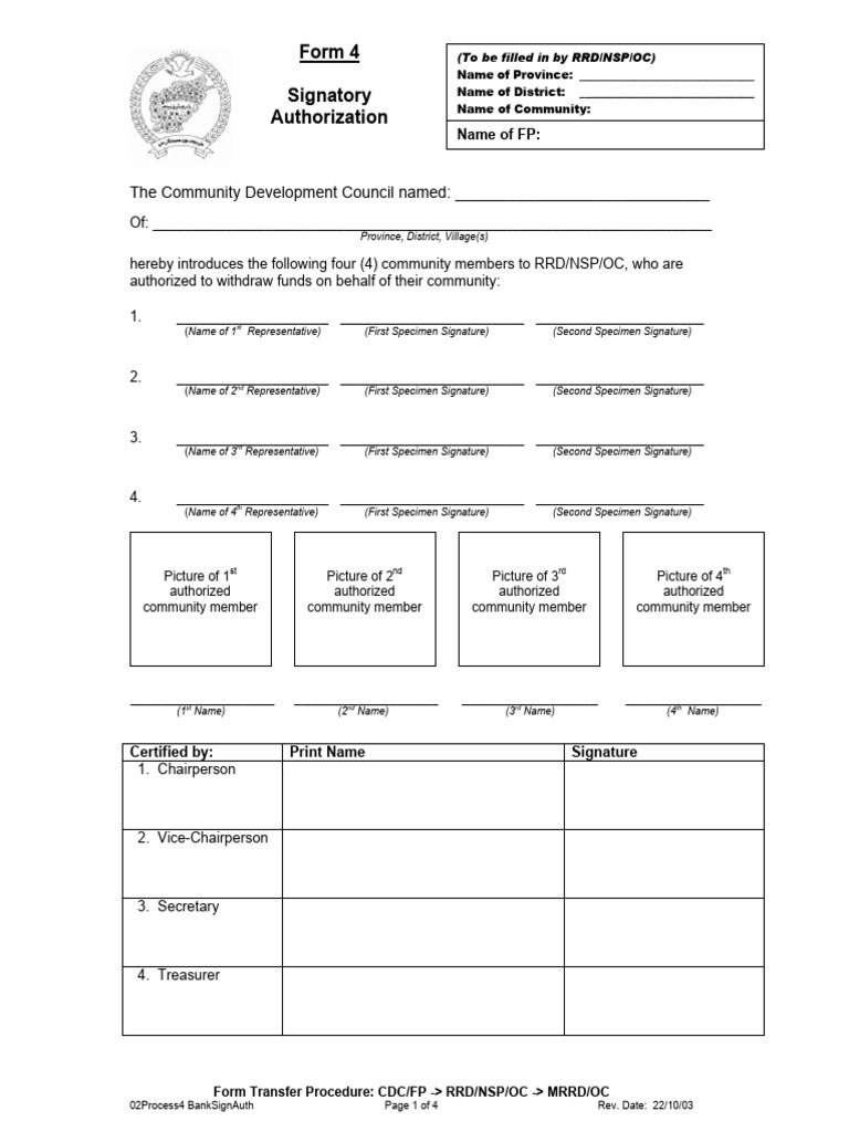 Community Fund Withdrawal Authorization | PDF