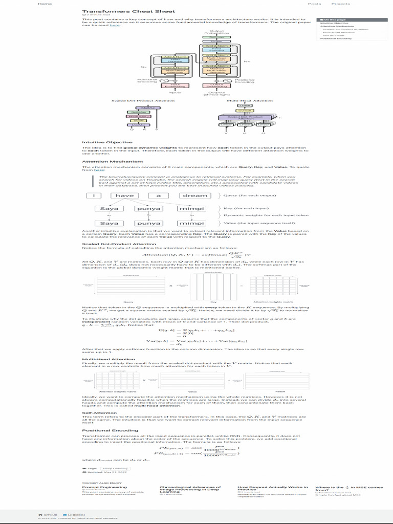 Transformers Cheat Sheet SAI | PDF