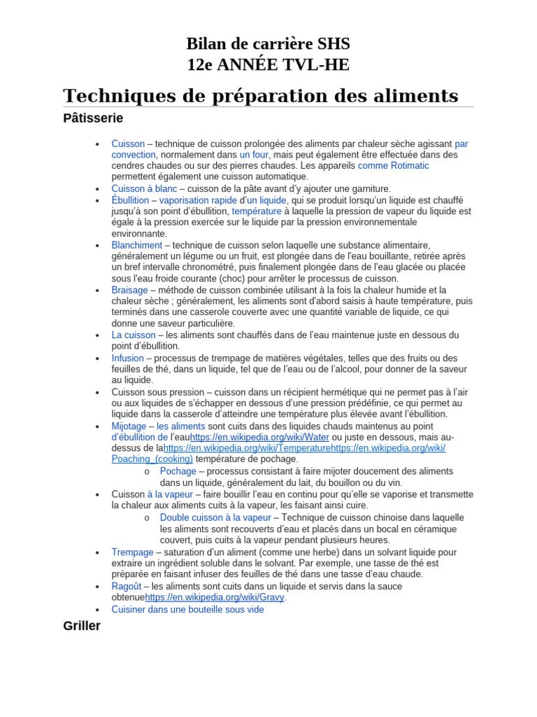 Techniques de préparation des aliments | PDF | Friture | Fumer (Cuisine)