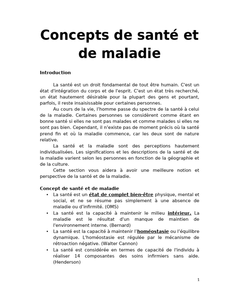 Concepts de santé et de maladie | PDF | la perception | Environnement ...