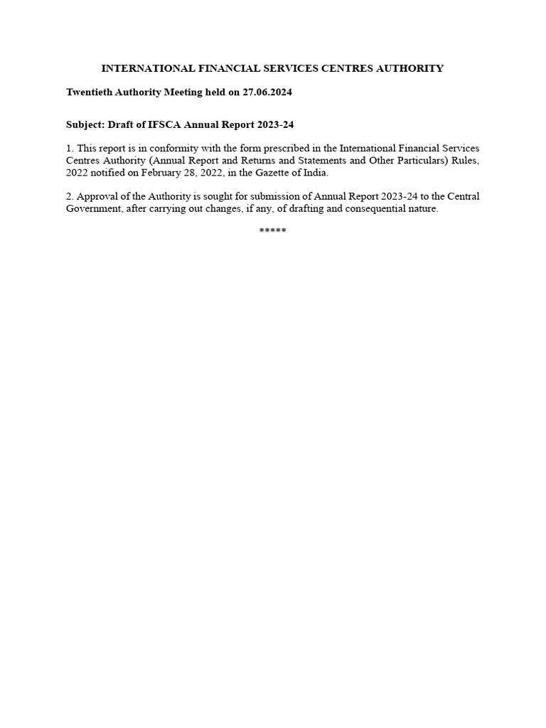 IFSCA Annual Report Approval | PDF