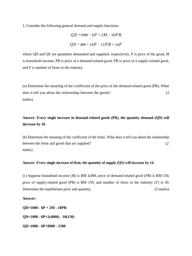 Demand and Supply Equilibrium Analysis | PDF
