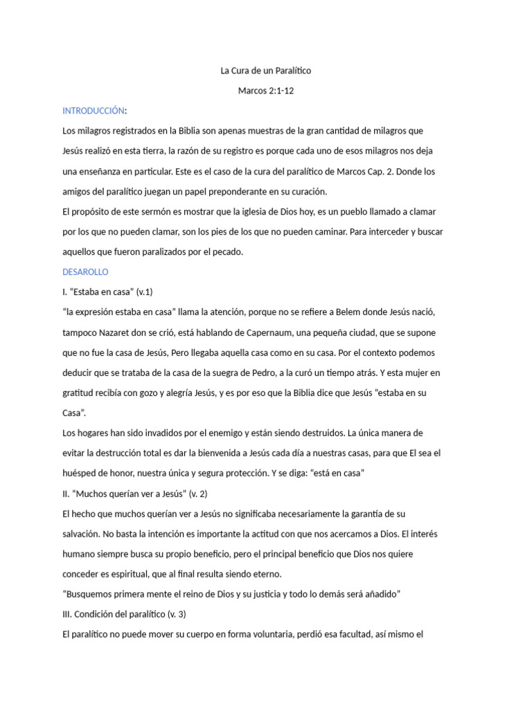 La Cura de Un Paralítico Tema | PDF | Salvación | Jesús