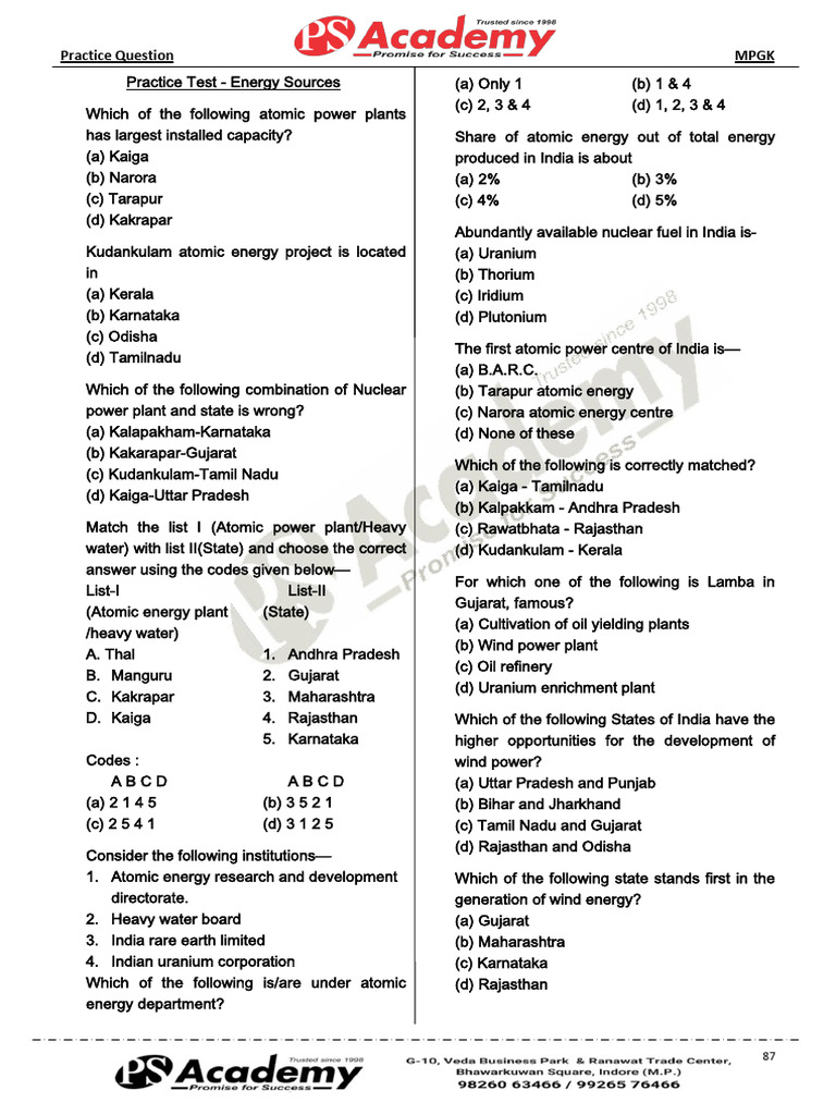 Practice Test - Energy Sources | PDF