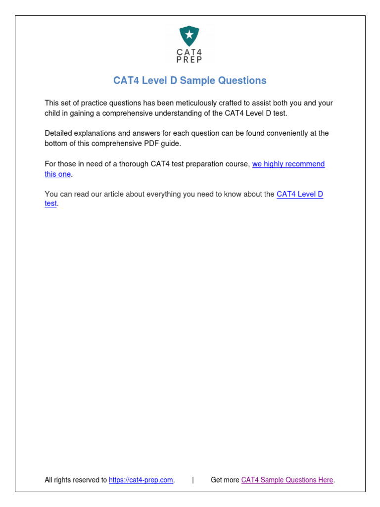Year 7 CAT4 Practice Questions PDF | PDF | Shape | Matrix (Mathematics)