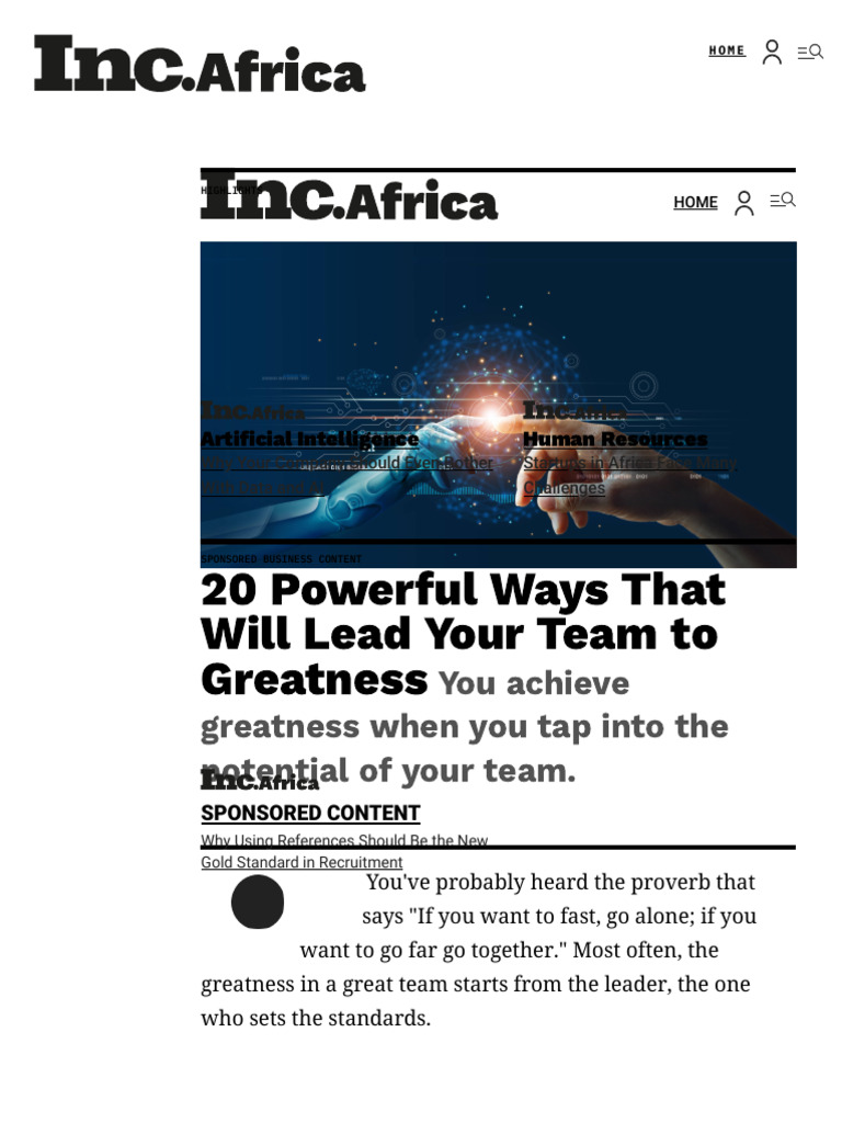 20 Powerful Ways That Will Lead Your Team To Greatness | PDF ...