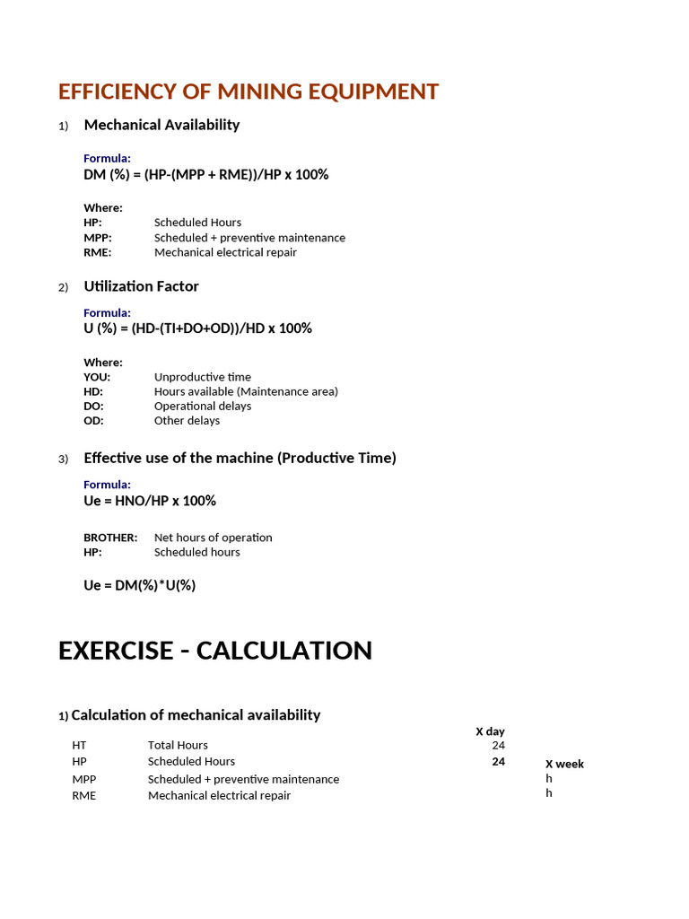 Mining Equipment Efficiency Guide | PDF | Mechanical Engineering ...