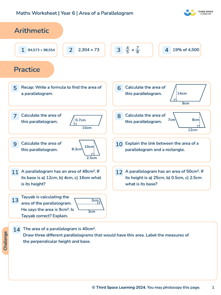 Area of a Parallelogram | PDF | Area | Geometry