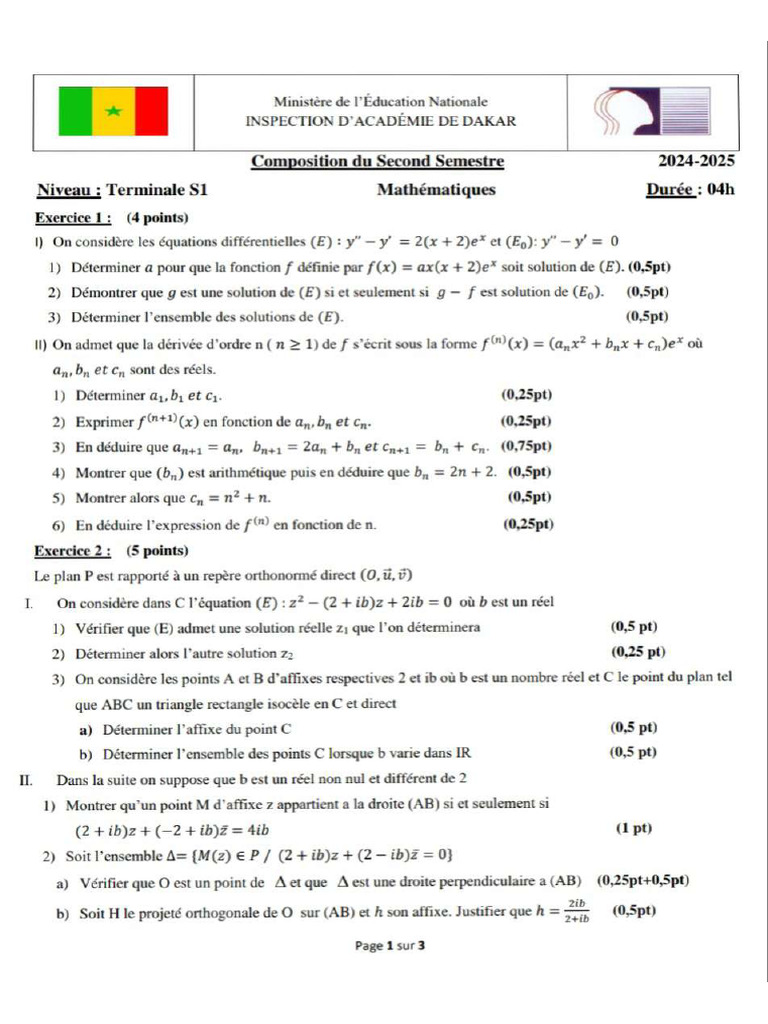 Corrigé Composition TS1 | PDF