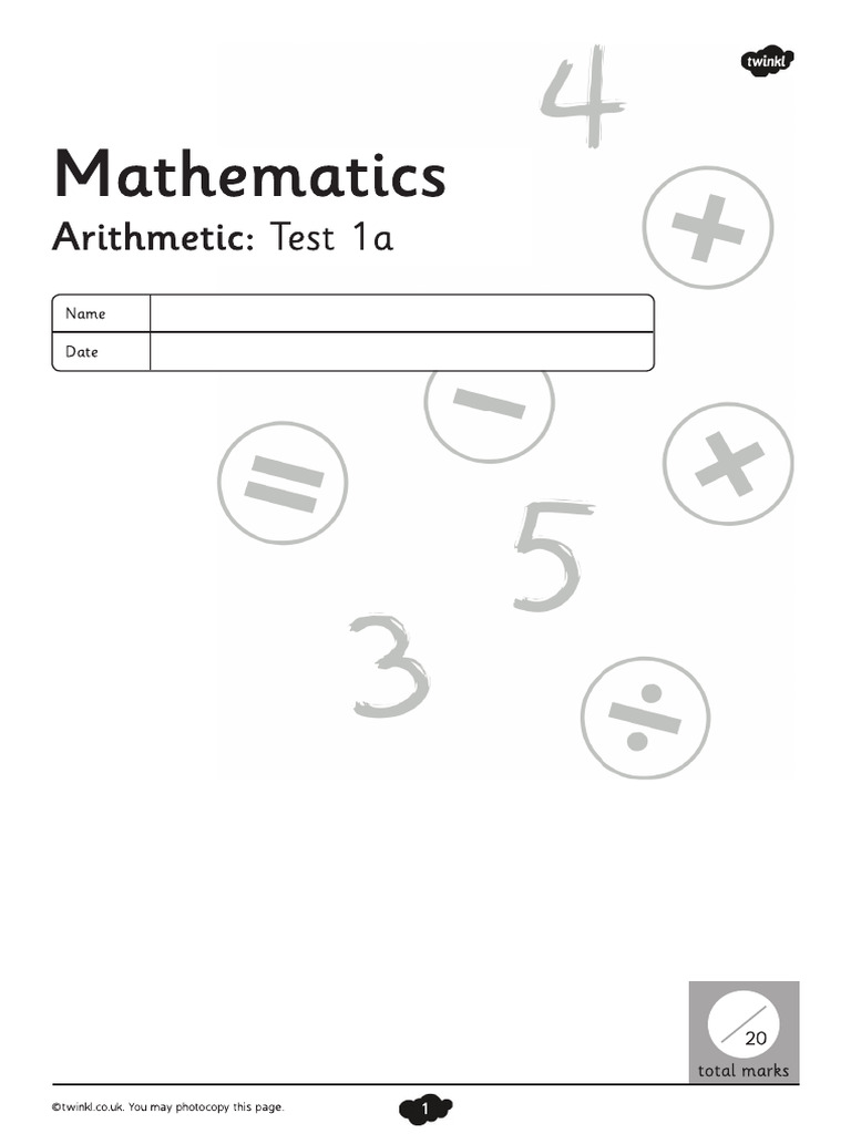Arithmetic Paper 1a | PDF