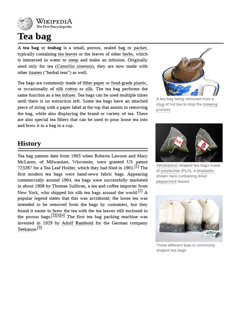 Tea_bag | PDF | Tea | Hot Drinks