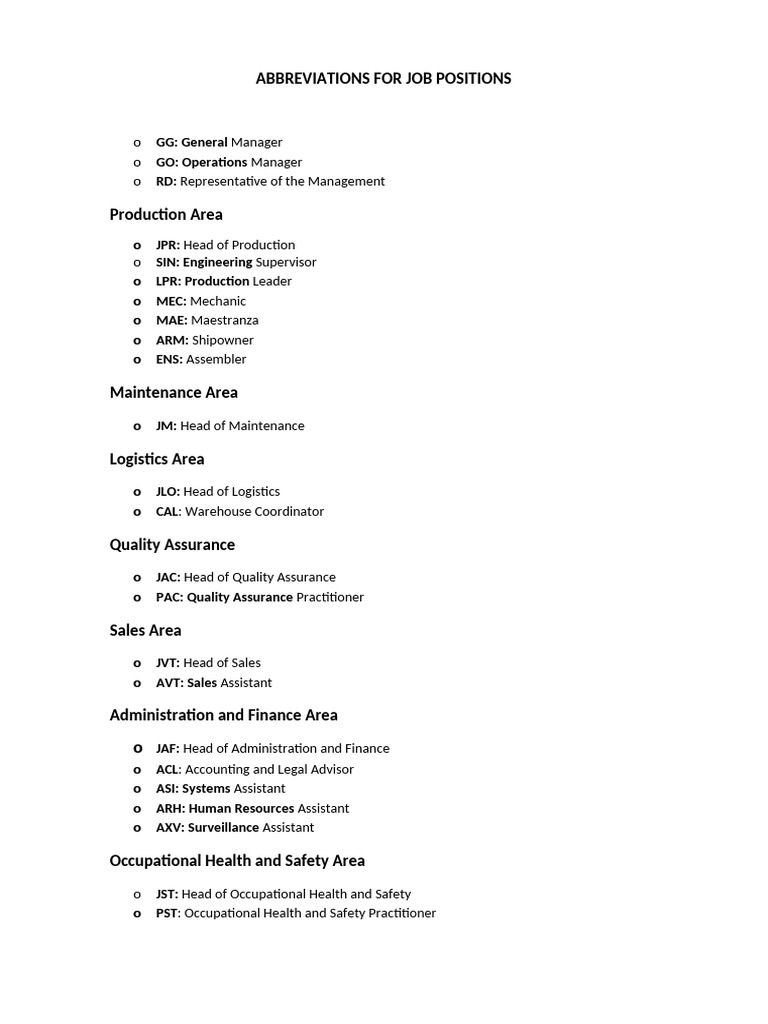Job Title Abbreviations | PDF