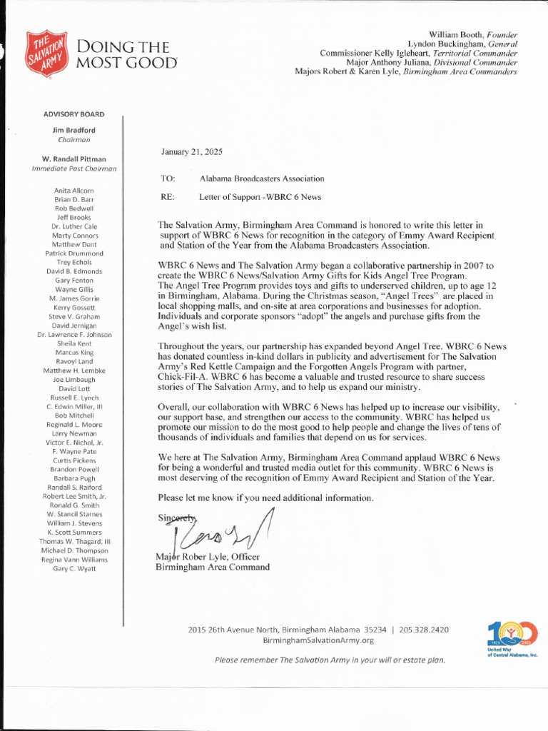 Salvation Army Letter of Recommendation | PDF