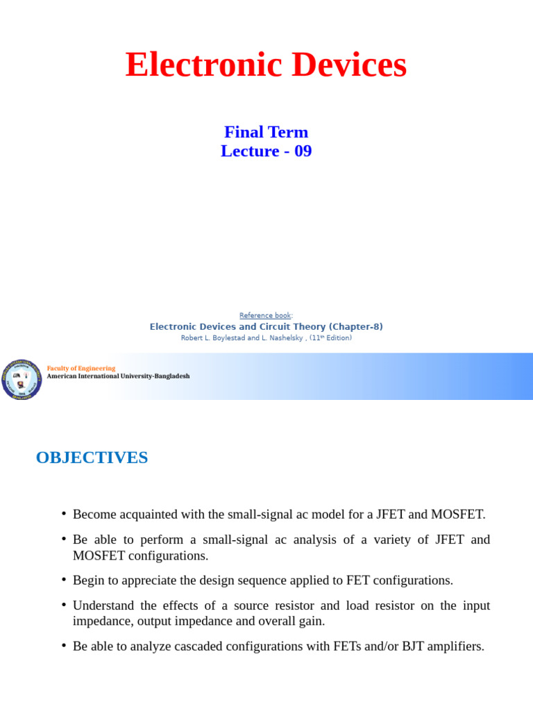 JFET and MOSFET Small-Signal Analysis | PDF | Field Effect Transistor ...