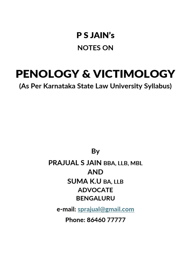 KSLU Notes on Penology & Victimology | PDF | Punishments | Crimes