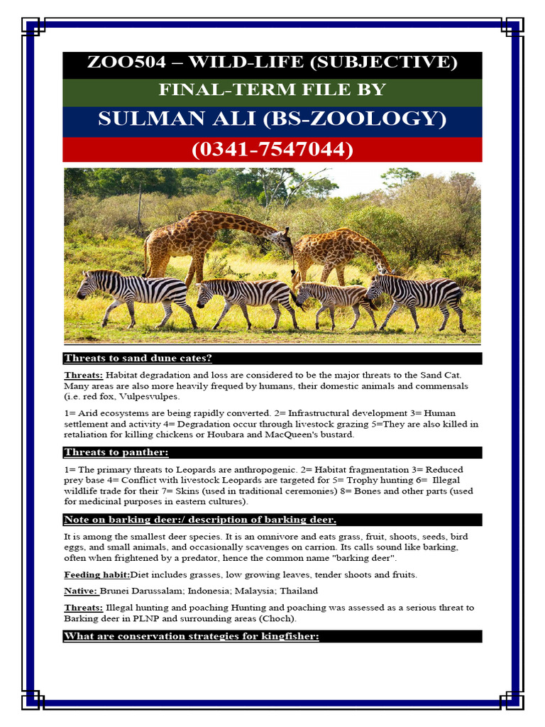 Zoo504 Final Term Subjective Best Over All Files 2023 by Sulman Ali ...