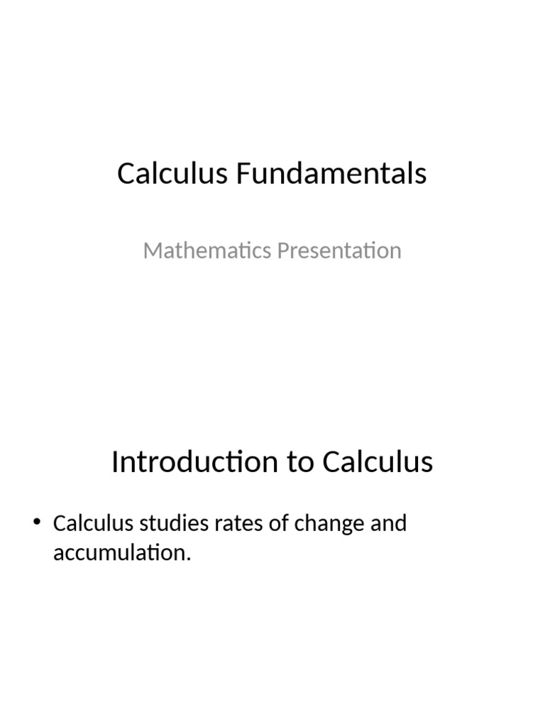 Calculus Fundamentals | PDF