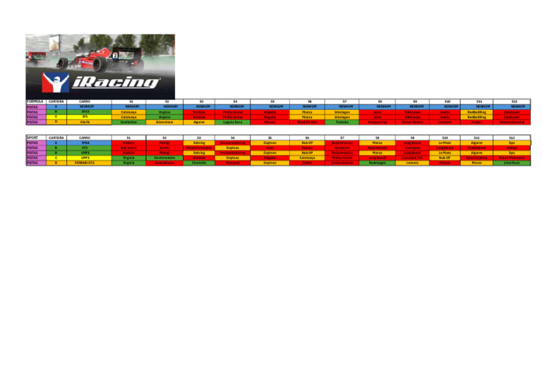 iRacing Season 1 2025 Schedule | PDF