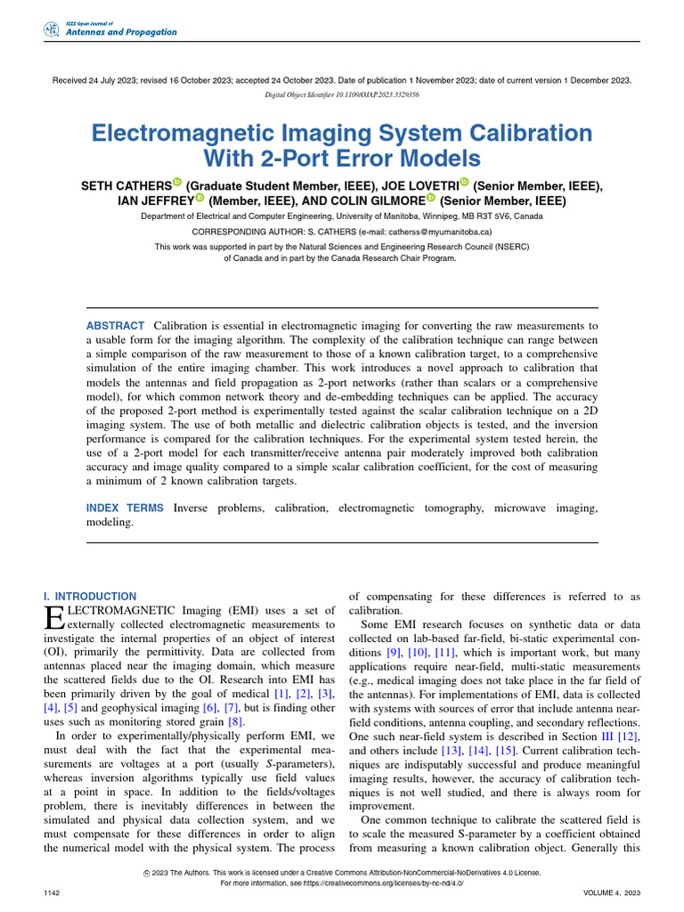 Electromagnetic Imaging System Calibration With 2-Port Error Models ...
