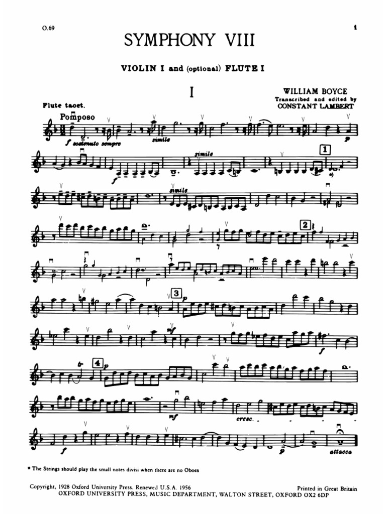 Boyce Symphony No.8 vn1 | PDF