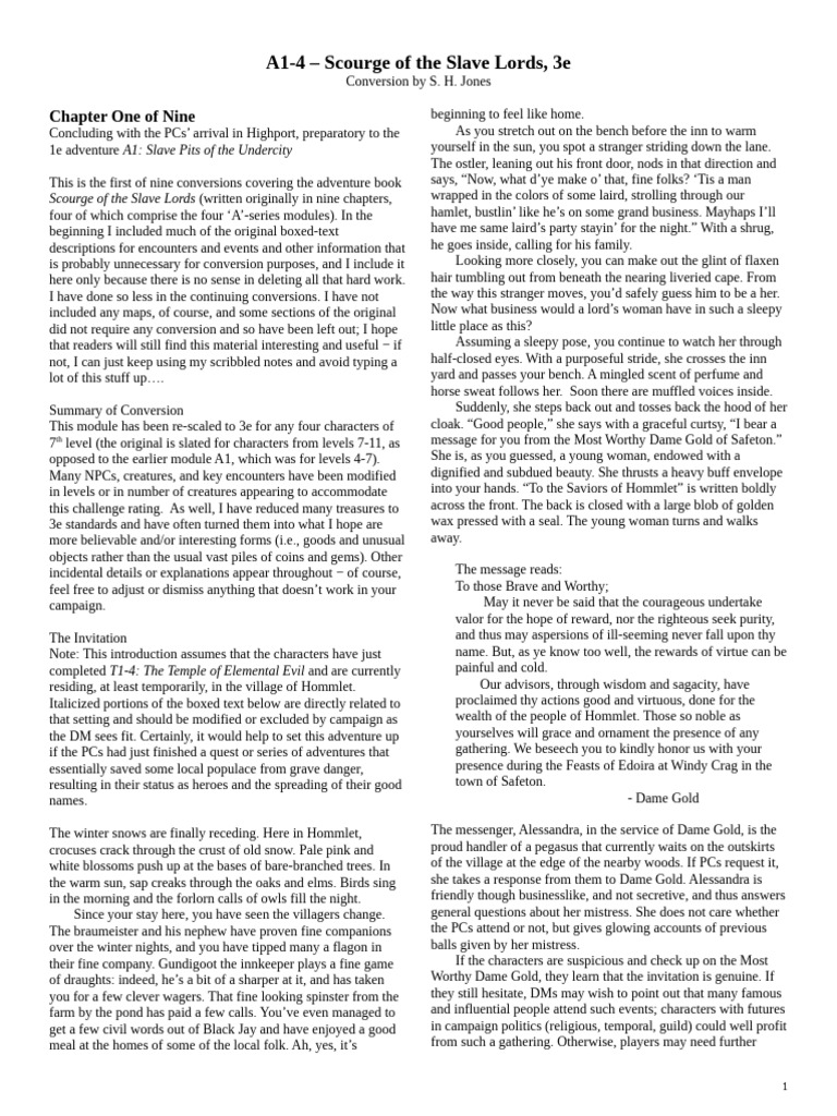 Scourge of the Slave Lords Conversion | PDF