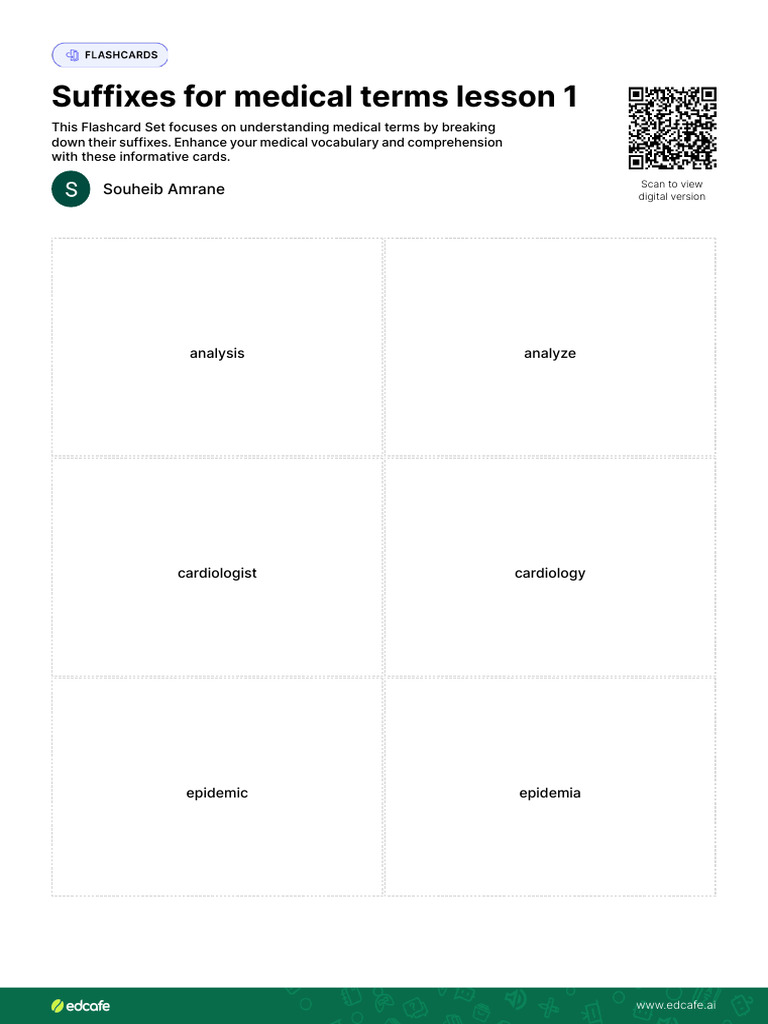 Medical Term Suffixes Flashcards | PDF