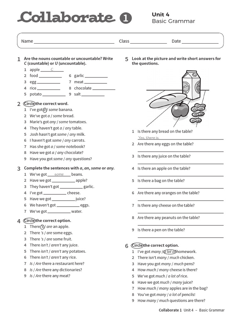 Collaborate WS 1 Basic Grammar Unit 4 | PDF | Foods | Cuisine