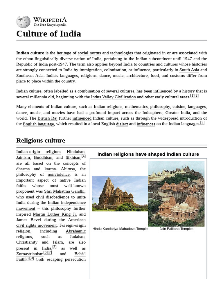 Indian Religions and Cultural Heritage | PDF | Indian Cuisine | Indian ...
