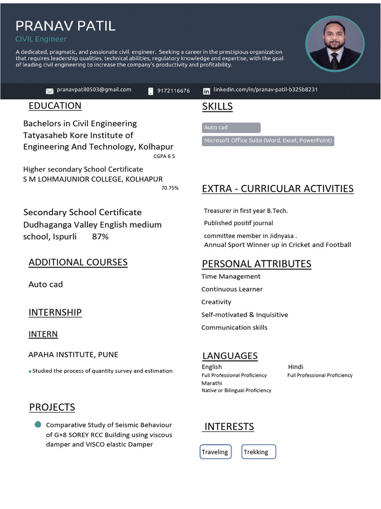 Aspiring Civil Engineer Profile | PDF