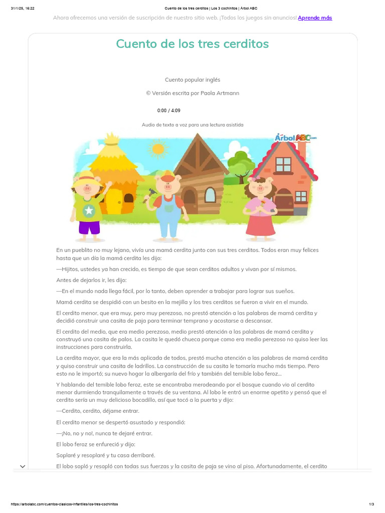 Cuento de los Tres Cerditos para Niños | PDF