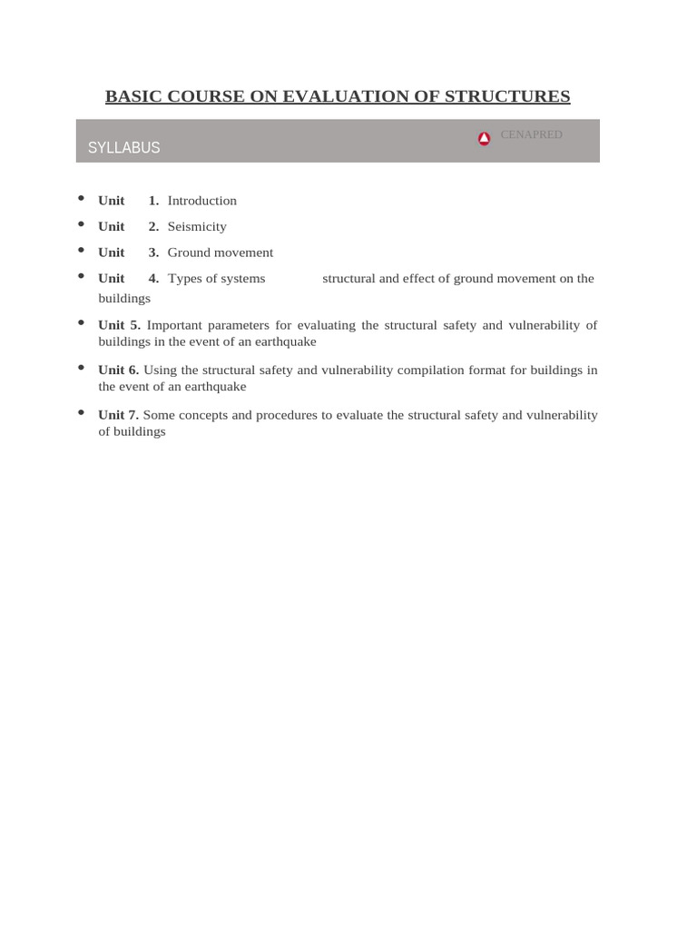 BASIC COURSE ON STRUCTURAL EVALUATION | PDF | Plate Tectonics | Earthquakes