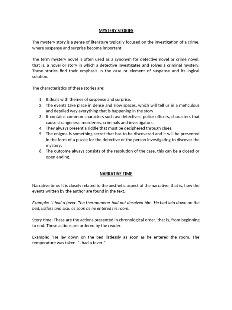 THE MYSTERY STORIES 8th Grade | PDF | Mystery Fiction | Thriller (Genre)